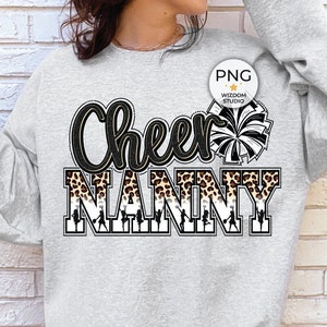 Cheer Nanny PNG Image, Leopard Cheer Black Design, Sublimation Designs ...