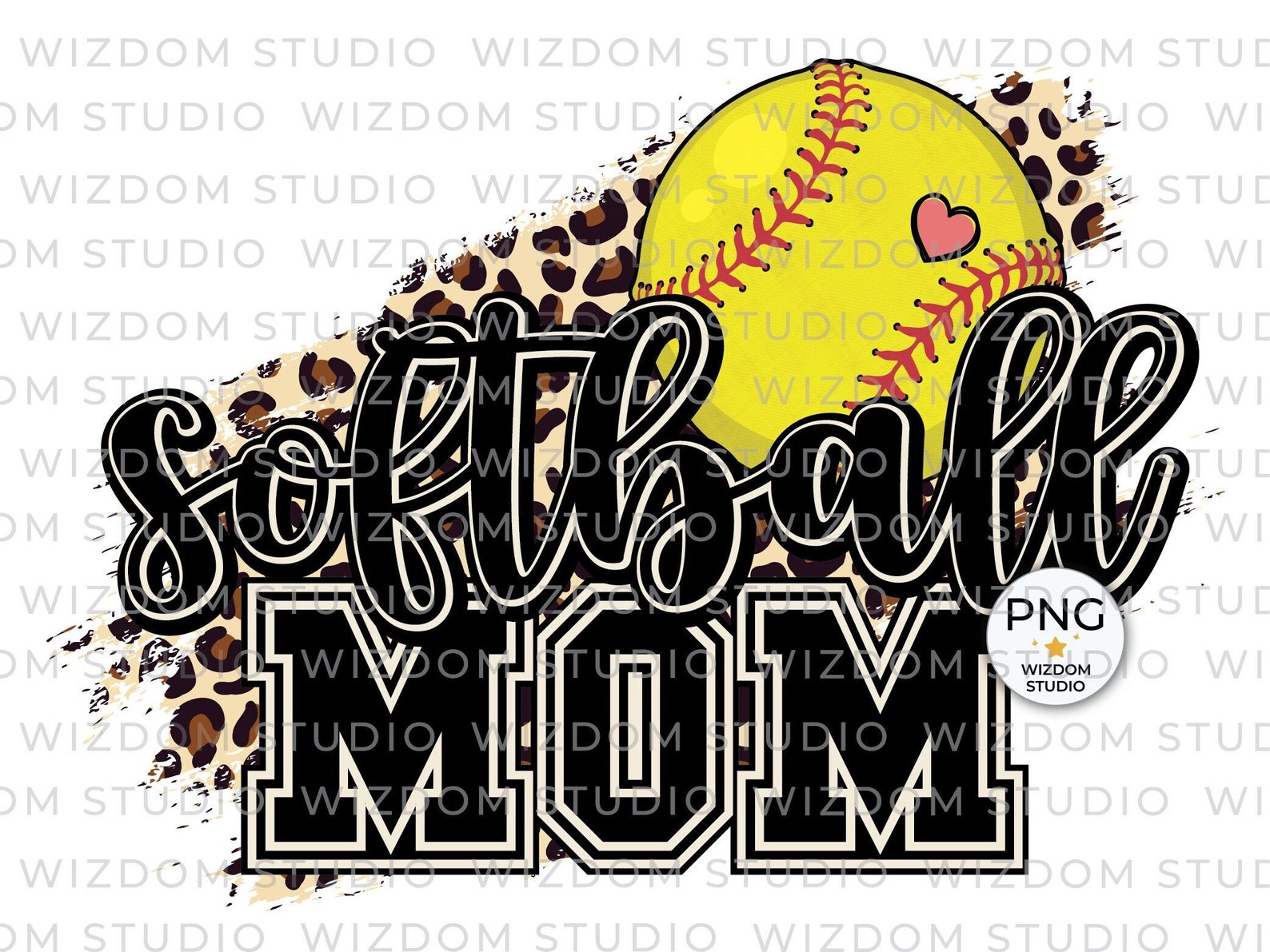 Softball Mom PNG Image Softball Leopard Black Design PNG | Etsy