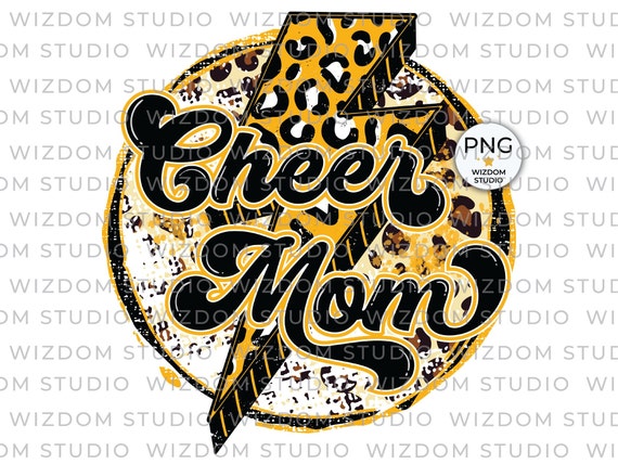 Cheer Mom PNG Image Lightning Bolt Cheer Gold Black Design - Etsy