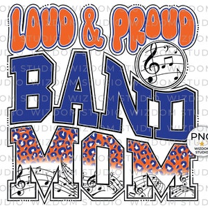 Band Mom PNG Image, Leopard Marching Band Blue Orange Design ...