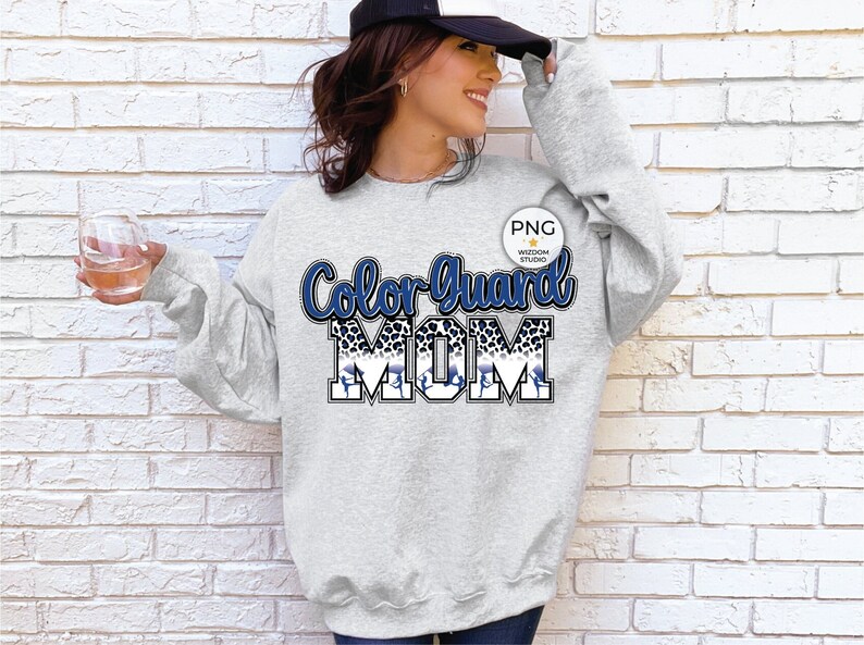 Color Guard Mom PNG Image, Leopard Color Guard Blue Design, Sublimation ...