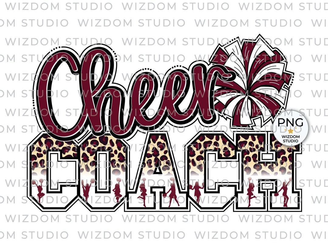 Cheer Coach PNG Image Maroon Leopard Letters Cheer Design - Etsy