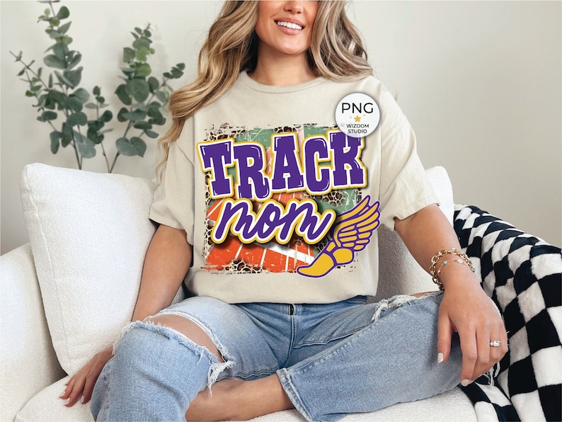 Track Mom PNG Image, Purple Gold Track & Field Leopard Design ...