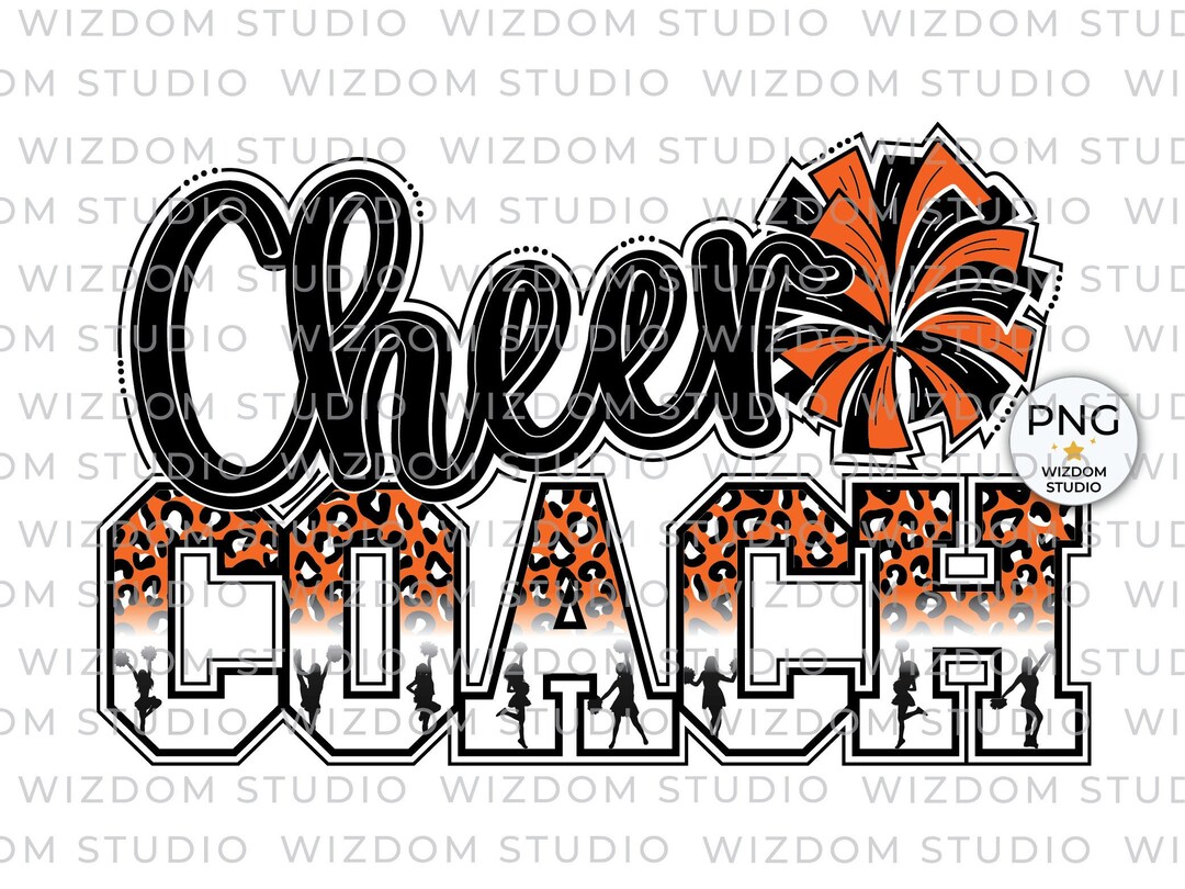 Cheer Coach PNG Image Black Orange Leopard Cheer Design - Etsy