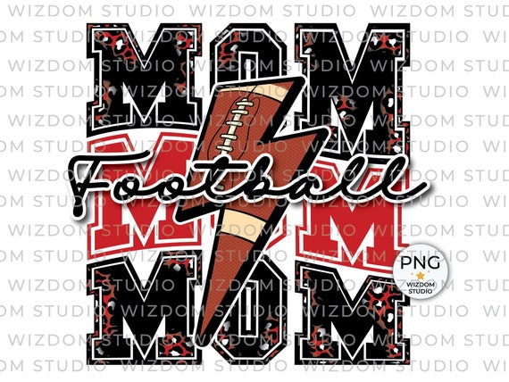 Football Mom PNG Image Football Lightning Bolt Leopard Red - Etsy