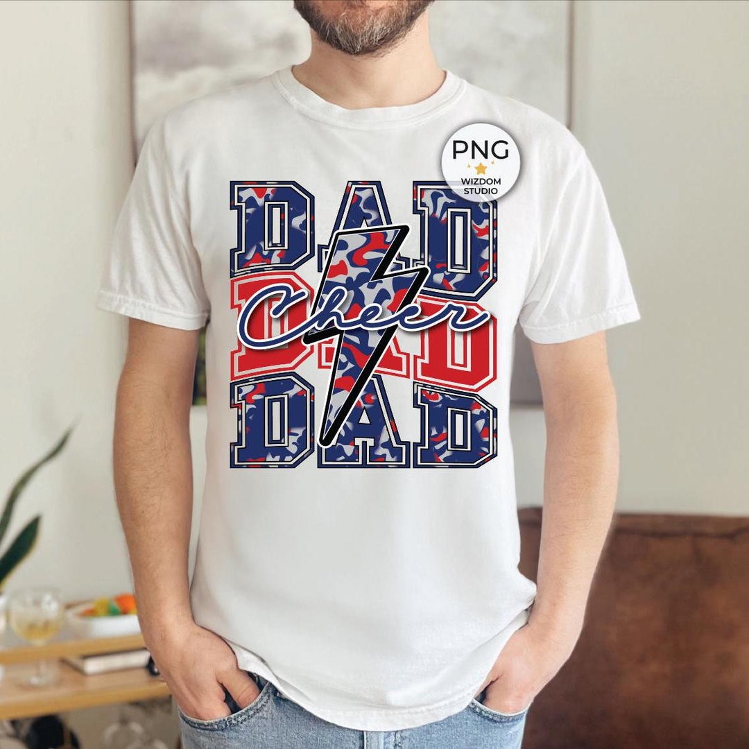 Cheer Dad PNG Image, Lightning Bolt Cheer Blue Red Design, Sublimation ...