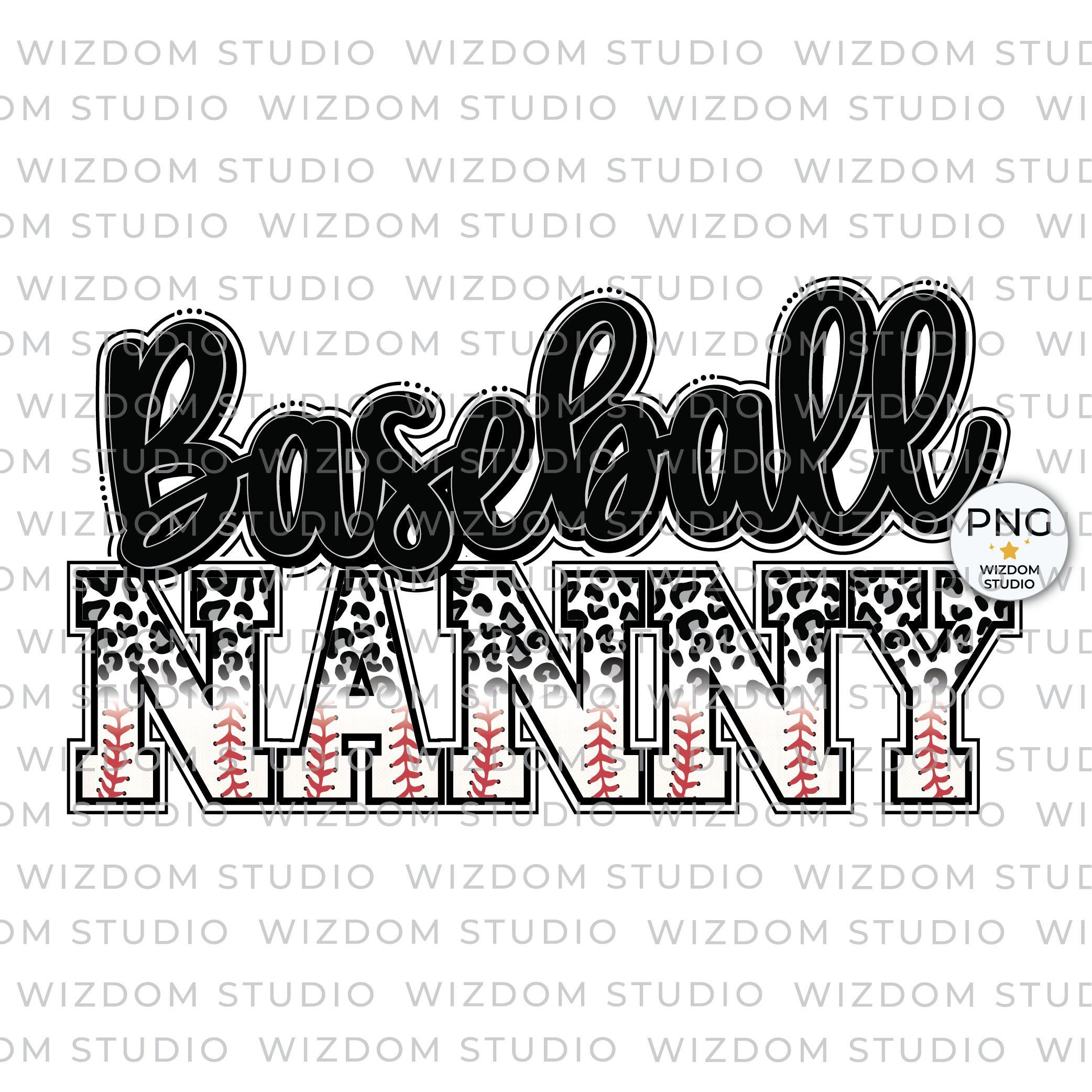 Baseball Nanny PNG Image Leopard Baseball Grandma Black Gray | Etsy