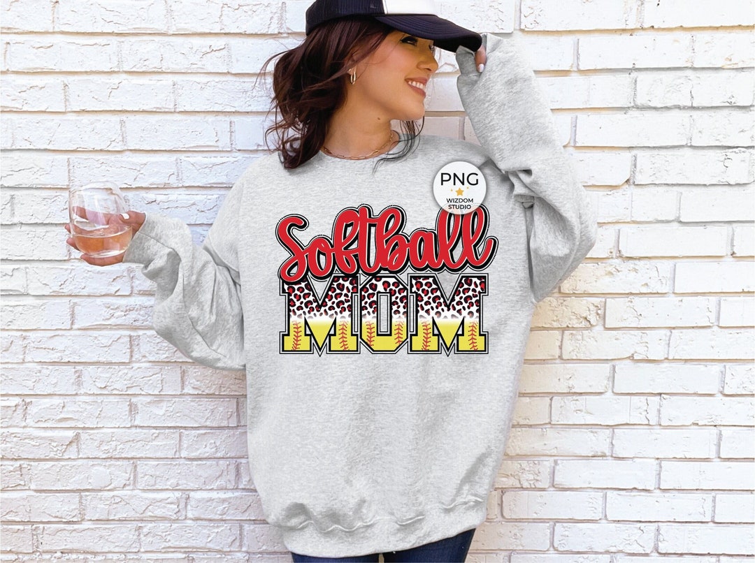 Softball Mom PNG Image, Softball Red Leopard Letter, Transparent PNG ...