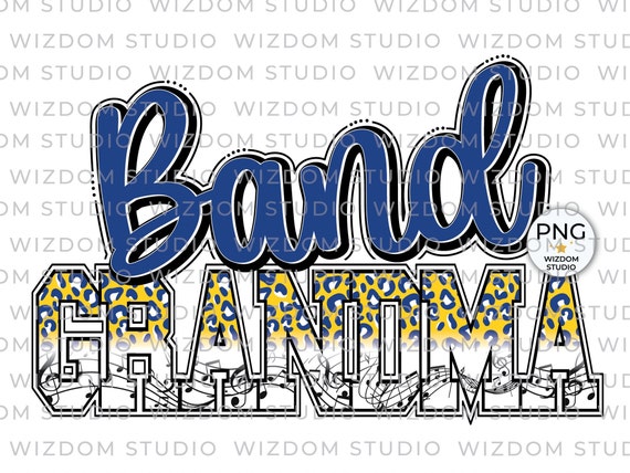 Band Grandma PNG Image Blue Yellow Gold Leopard Marching Band - Etsy