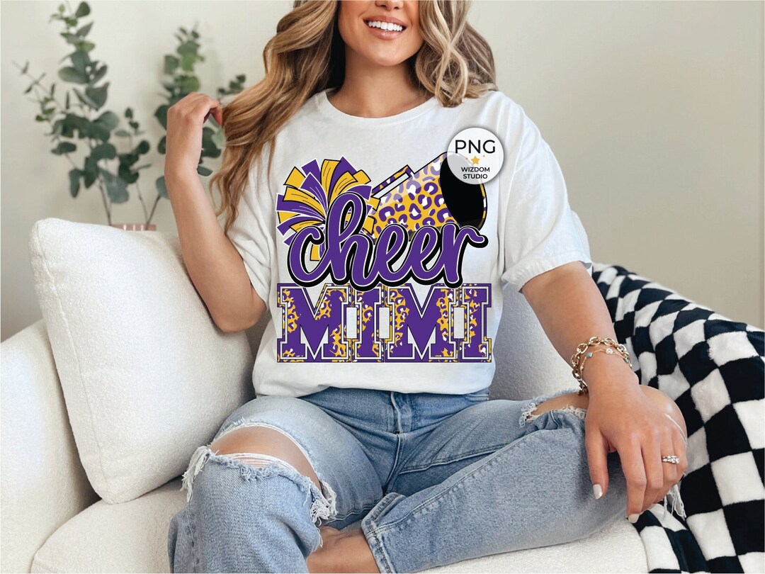 Cheer Mimi PNG Image, Leopard Cheer Purple Gold Design, Sublimation ...