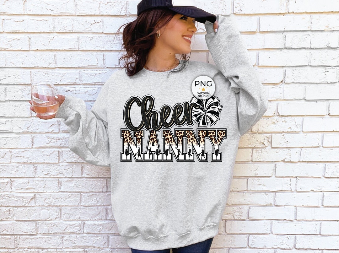 Cheer Nanny PNG Image, Leopard Cheer Black Design, Sublimation Designs ...