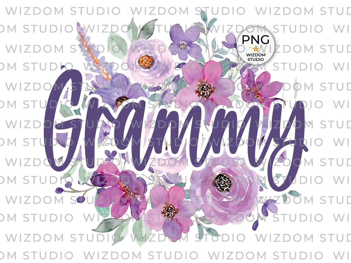 Grammy PNG Image, Floral Grammy Purple Design, Sublimation Designs ...
