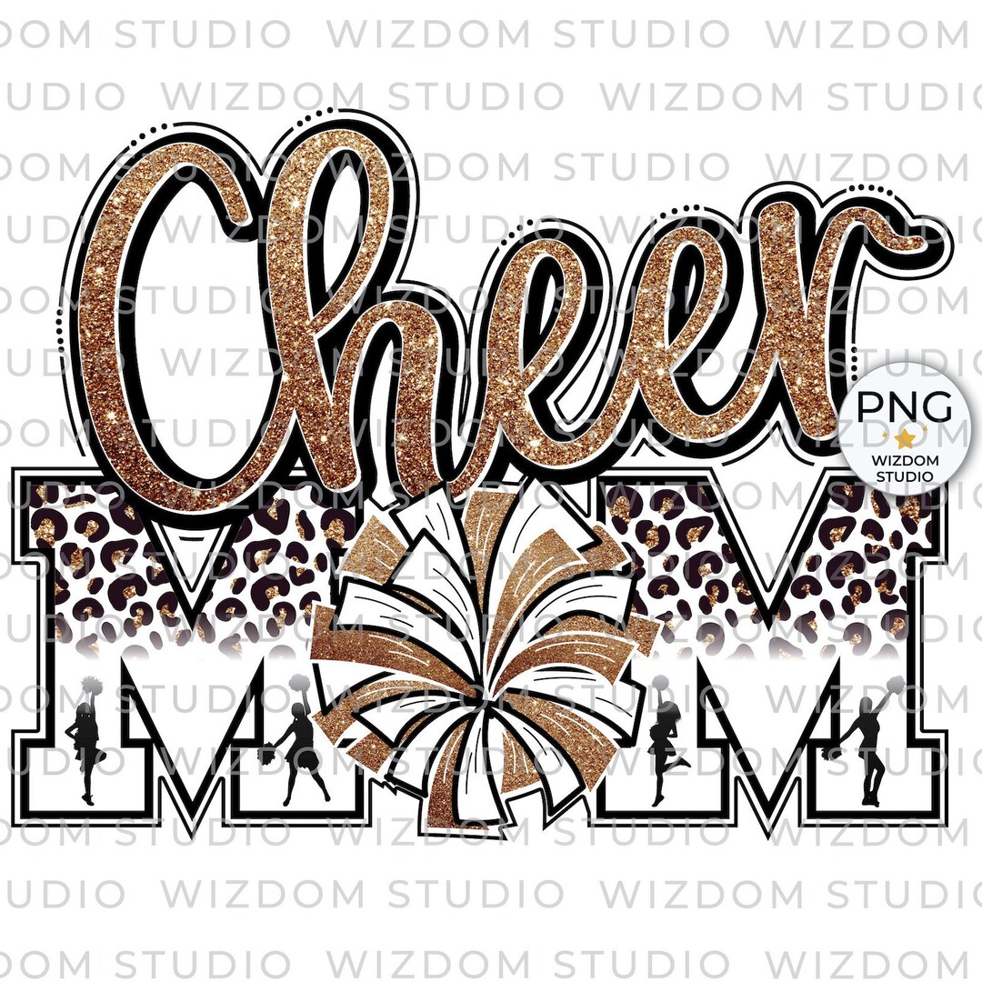 Cheer Mom PNG Image Gold Leopard Letters Cheer Design - Etsy