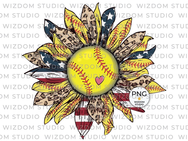Softball Sunflower PNG Image Softball Leopard Sunflower | Etsy Australia