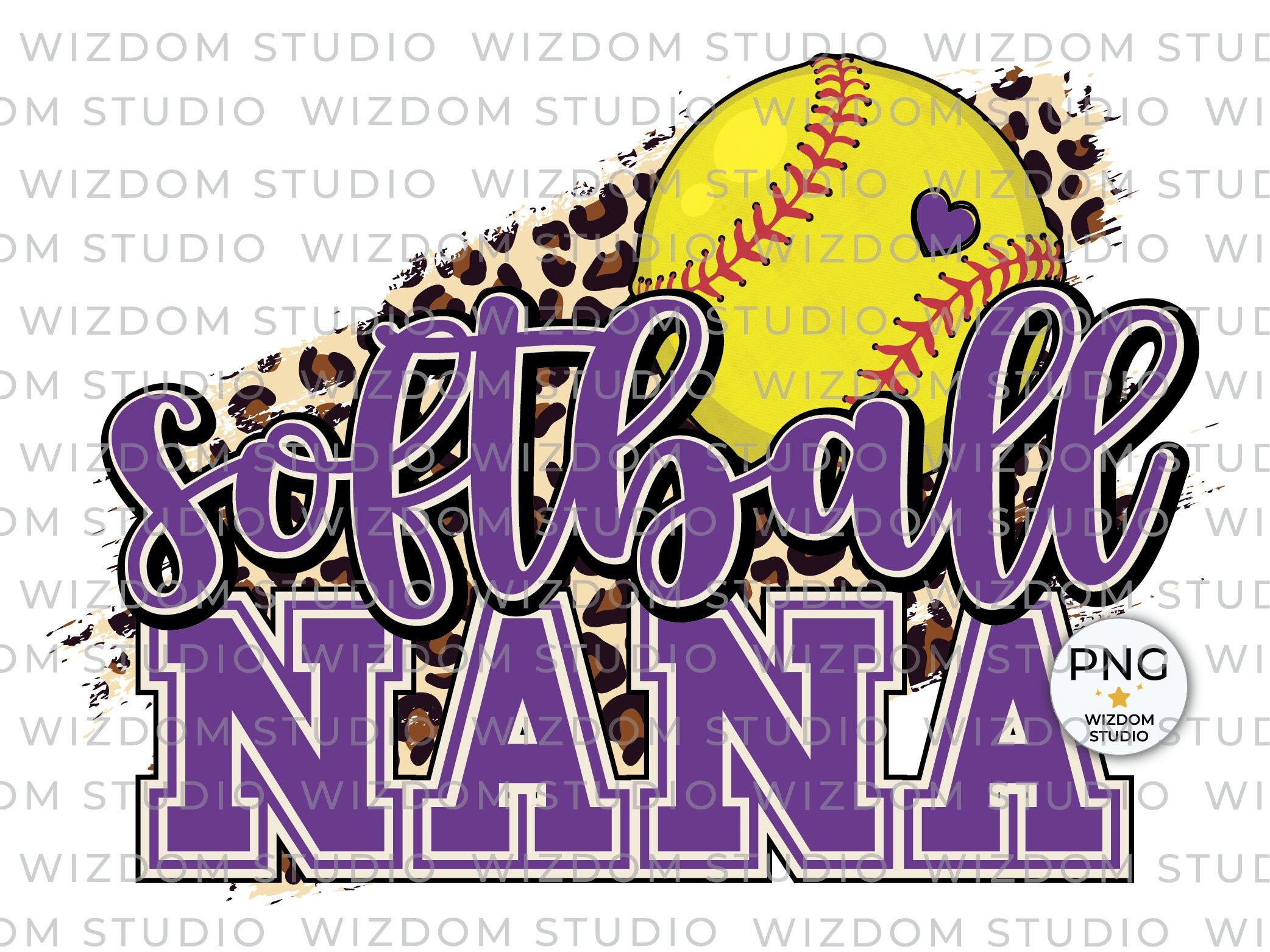 Softball Nana PNG Image Softball Leopard Purple Design PNG | Etsy