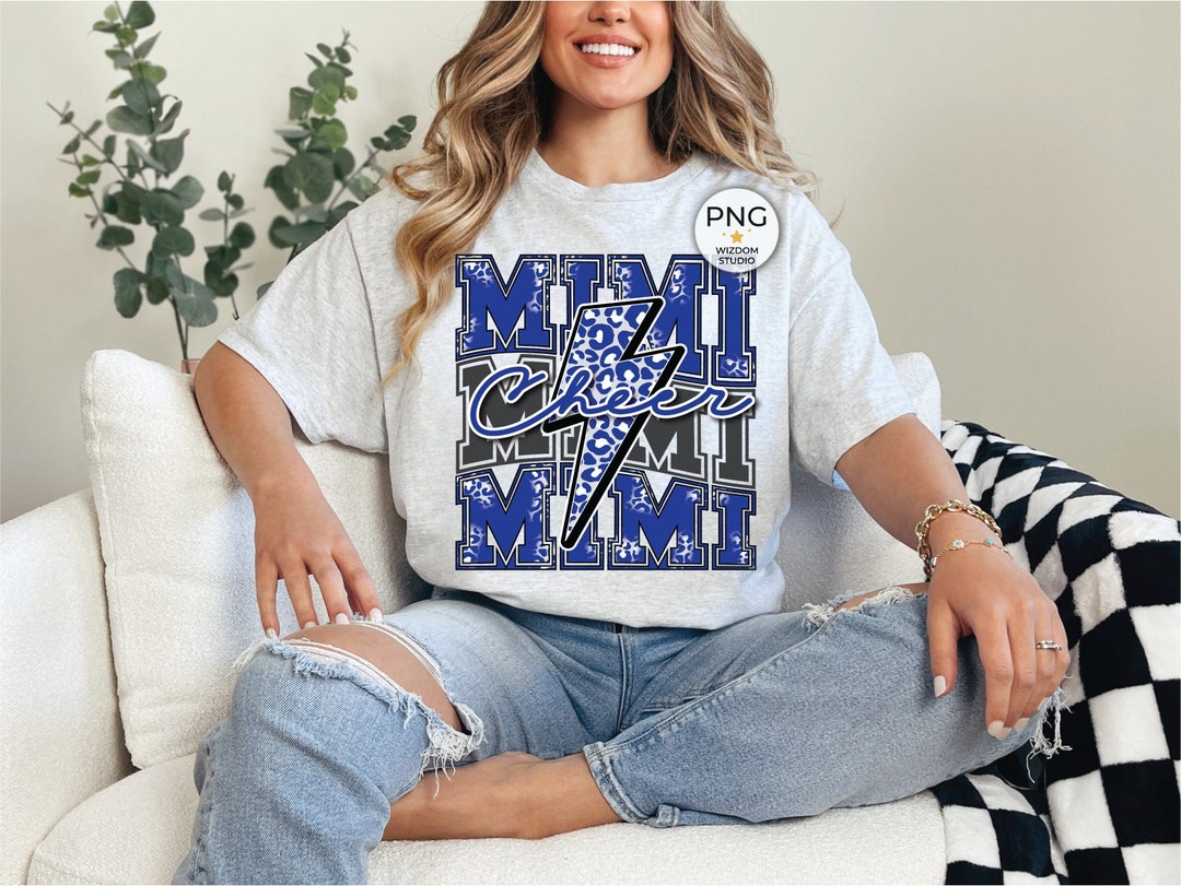 Cheer Mimi PNG Image, Lightning Bolt Cheer Leopard Royal Blue Design ...