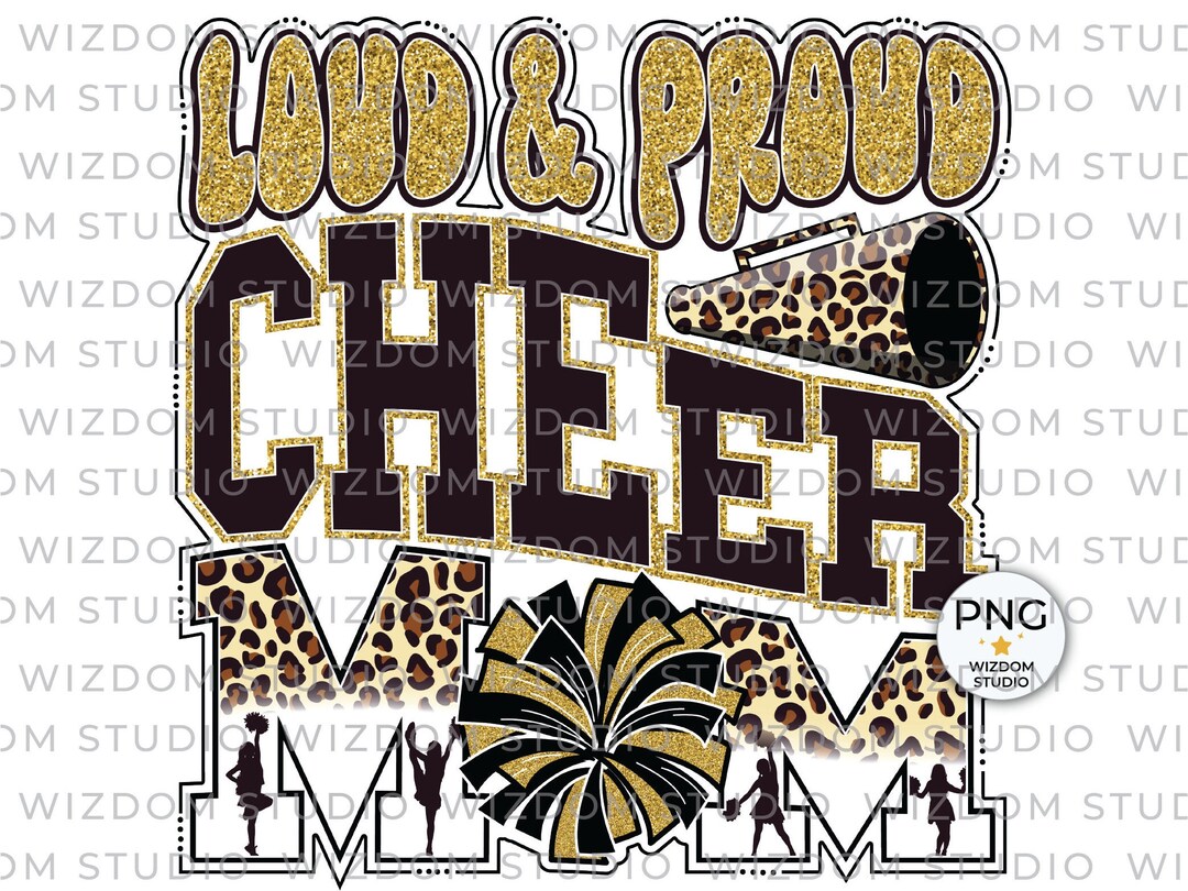 Loud & Proud Cheer Mom PNG Image Leopard Cheer Glitter Gold - Etsy