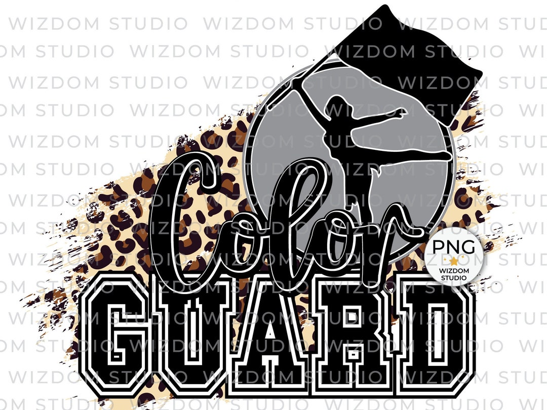 Color Guard PNG Image, Leopard Color Guard Black Design, Sublimation ...