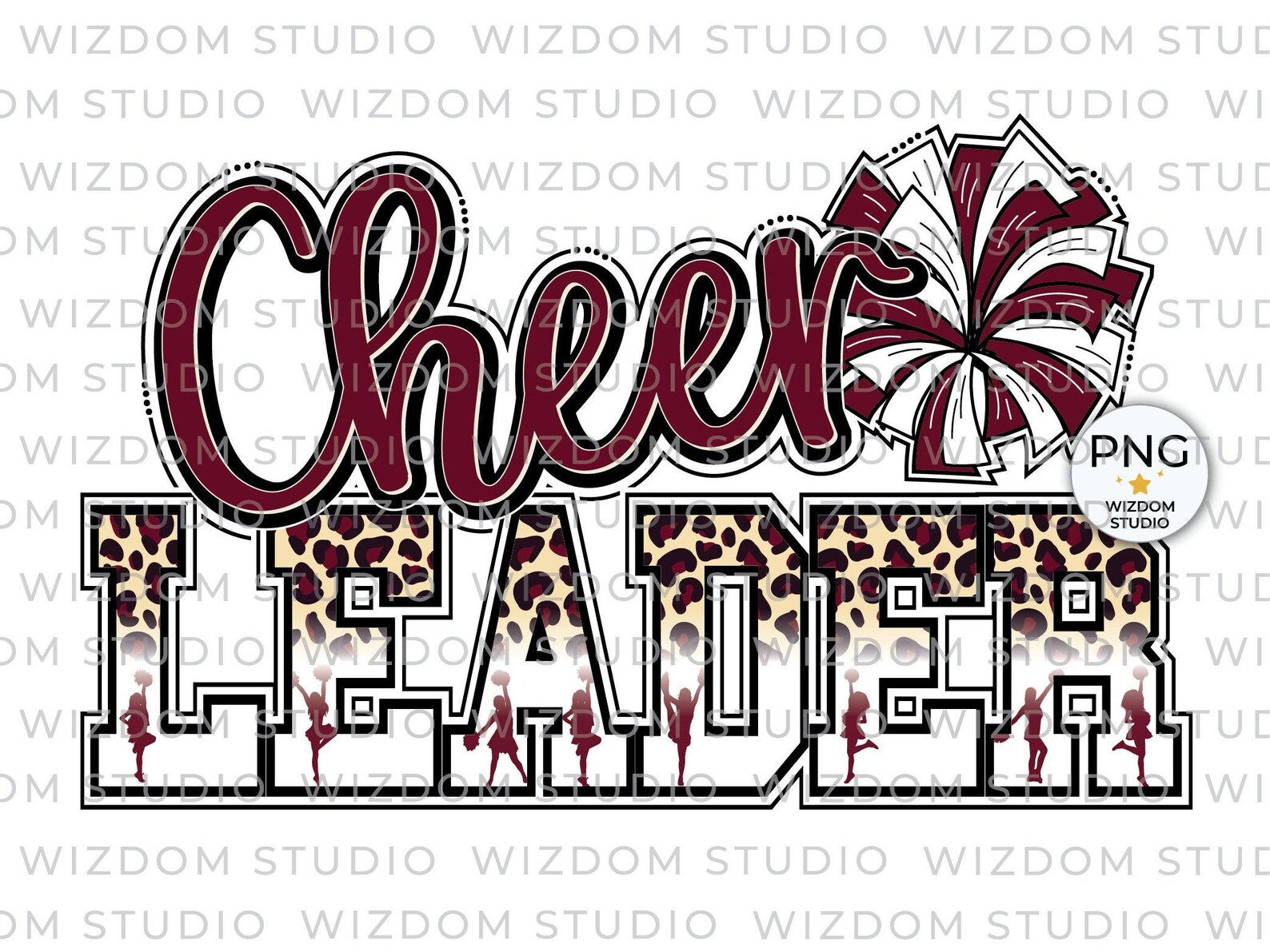 Cheerleader PNG Image Leopard Cheer Maroon Design - Etsy