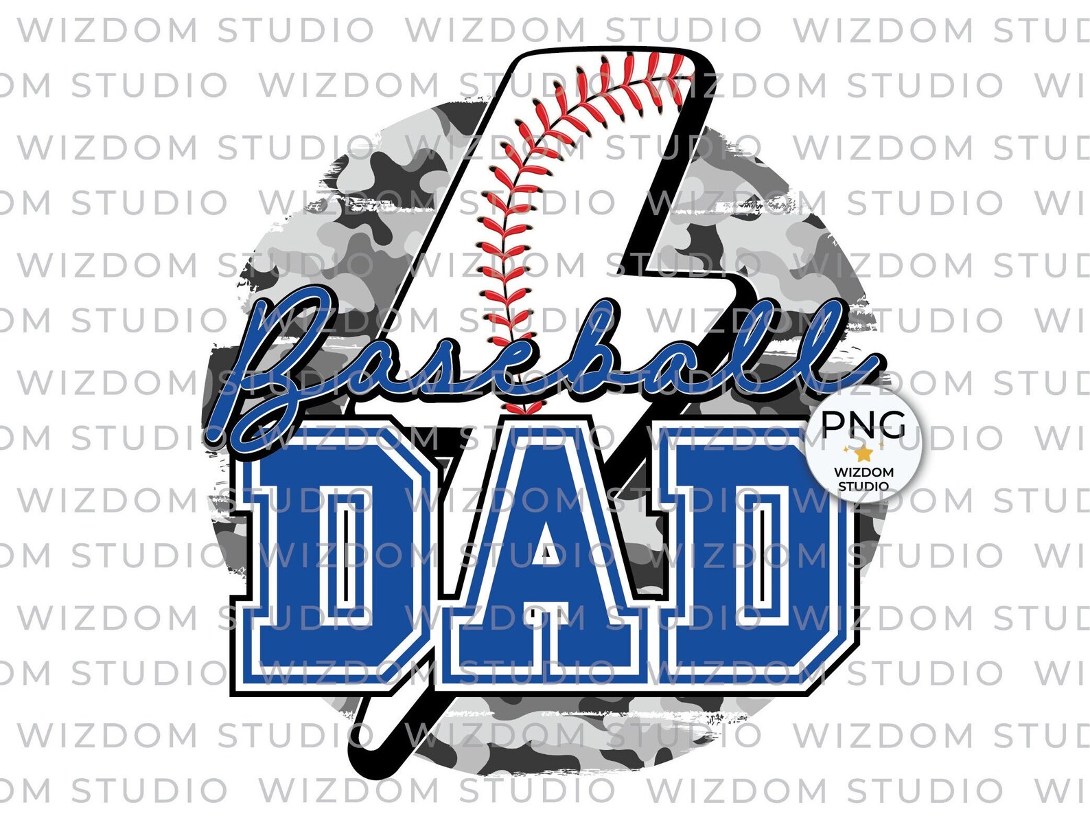 Baseball Dad PNG Image Baseball Bolt Camo Blue Design | Etsy