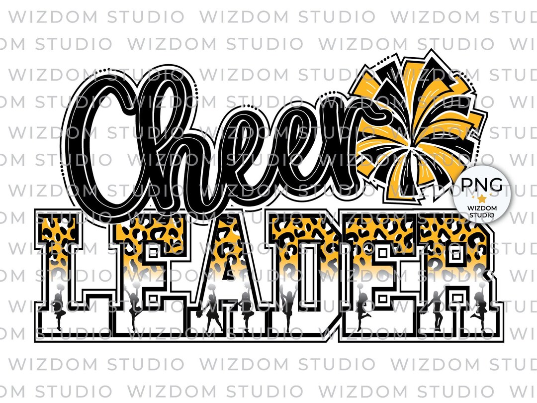 Cheerleader PNG Image Black Yellow Gold Leopard Cheer Design - Etsy