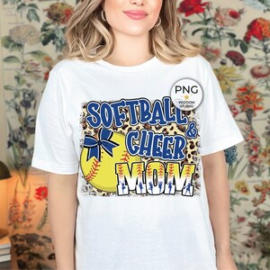 Softball & Cheer Mom PNG Image, Mom of Both Leopard Blue Design ...