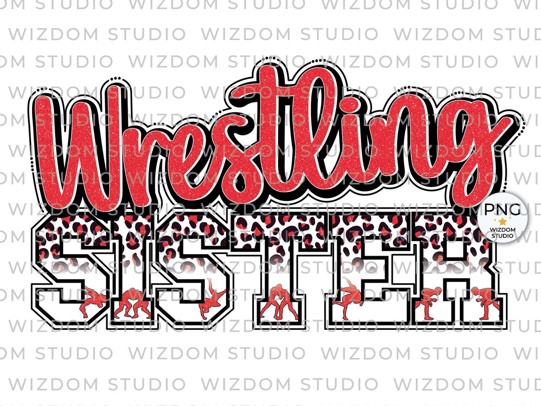 Wrestling Sister PNG Image Red Leopard Wrestling Letters - Etsy