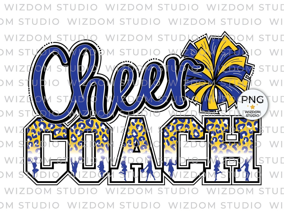 Cheer Coach PNG Image Leopard Cheer Blue Gold Design - Etsy