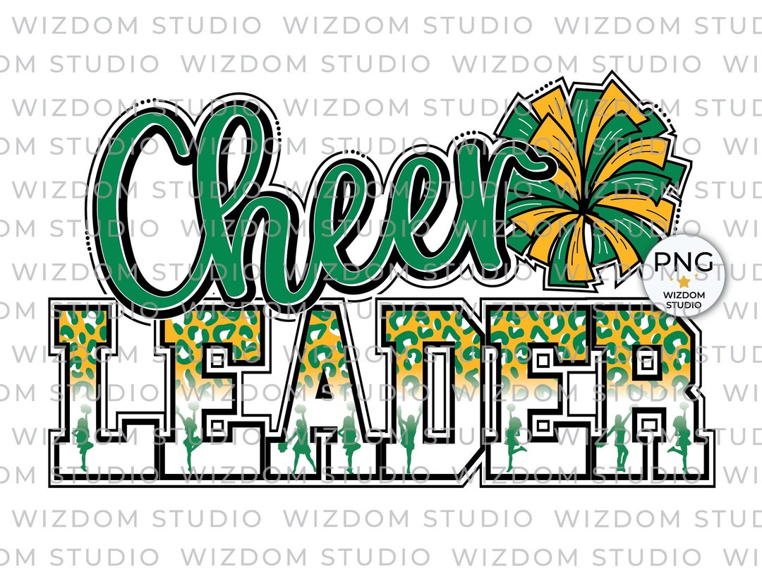 Cheerleader PNG Image Leopard Cheer Green Gold Design - Etsy
