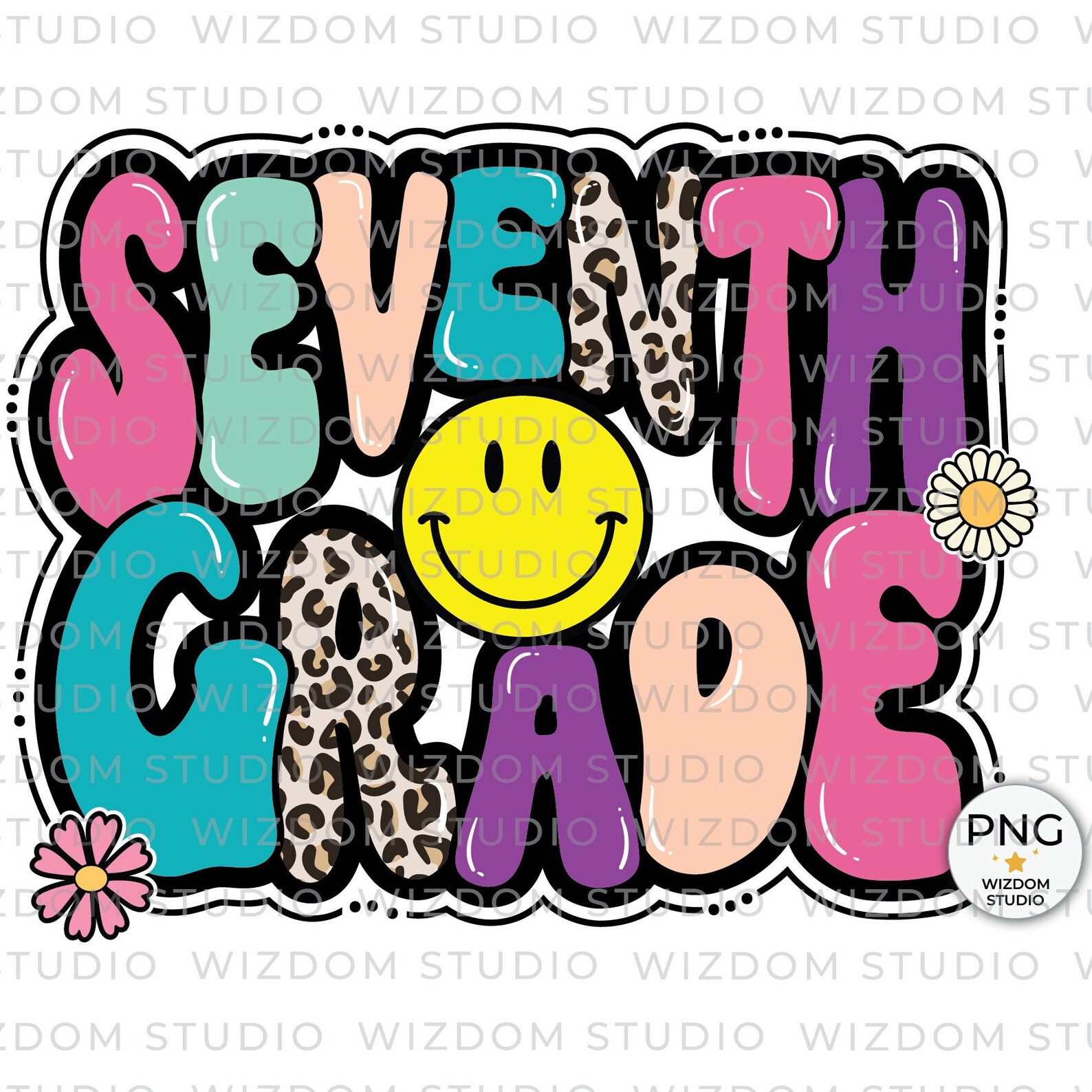 Seventh Grade PNG Image, Back to School Leopard 7th Grade Design ...