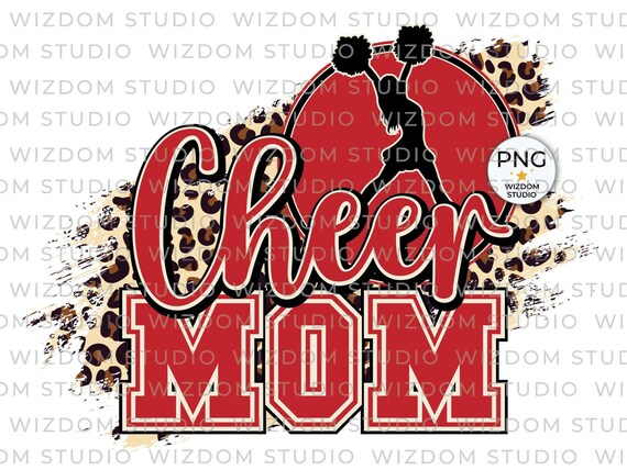 Cheer Mom PNG Image Red Cheer Leopard Background Design - Etsy