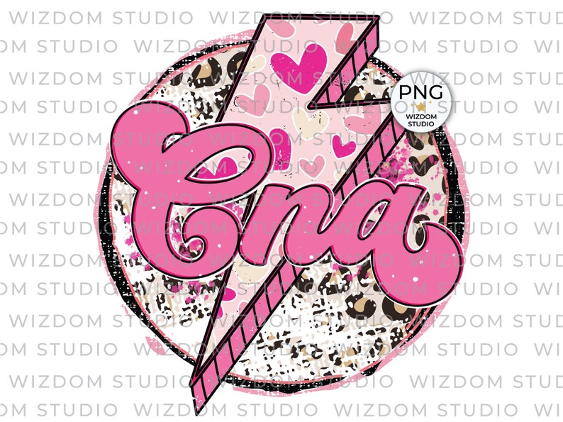 CNA PNG Image Pink Heart Lightning Bolt Valentine Nurse - Etsy