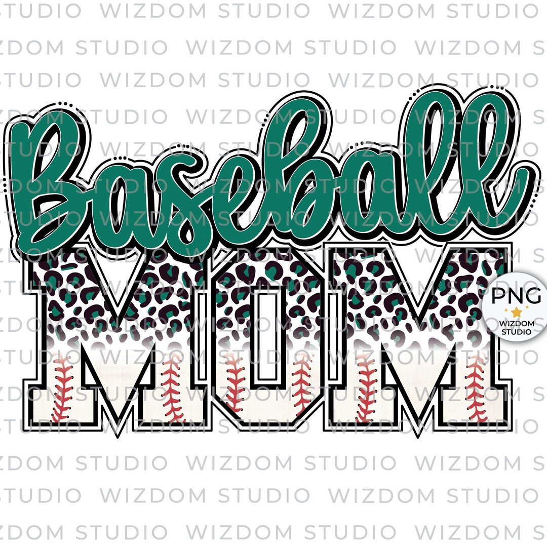 Baseball Mom PNG Image, Green Baseball Letter Design, Sublimation ...