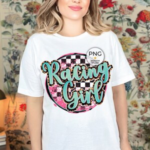 Racing Girl PNG Image, Checkered Flag Racing Design, Sublimation ...