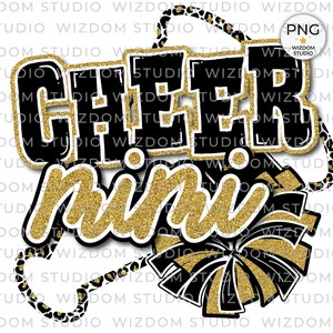 Cheer Mimi PNG Image, Leopard Megaphone Cheer Gold Black Design ...