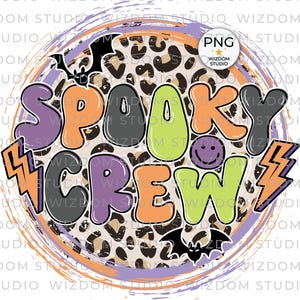 Spooky Crew PNG Image, Lightning Bolt Halloween Design, Sublimation ...