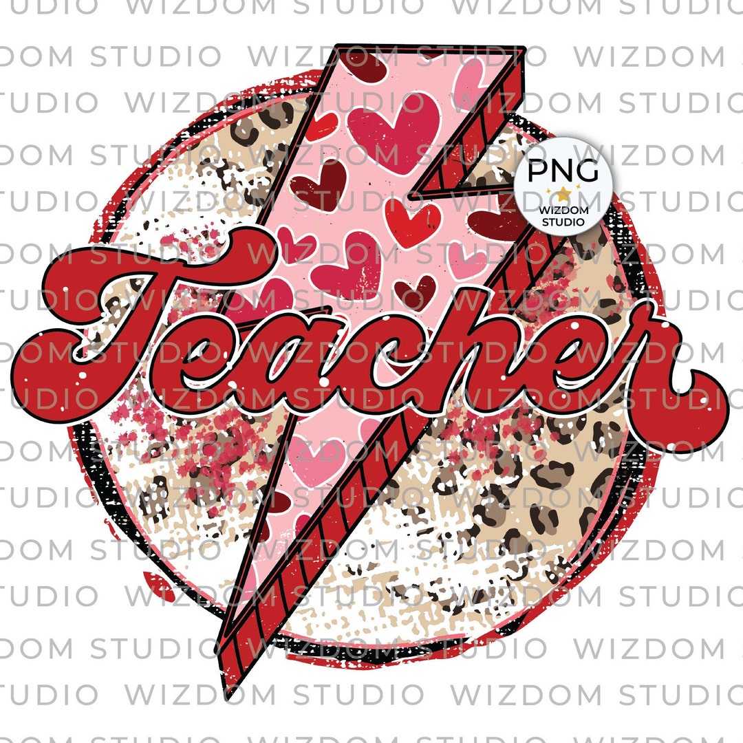 Teacher PNG Image Teacher Red Heart Lightning Bolt Valentine - Etsy