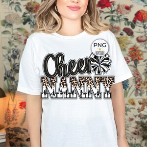 Cheer Nanny PNG Image, Leopard Cheer Black Design, Sublimation Designs ...