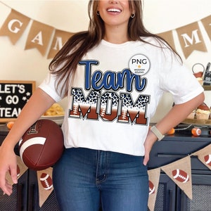 Team Mom PNG Image, Football Team Mom Leopard Blue Design, Sublimation ...