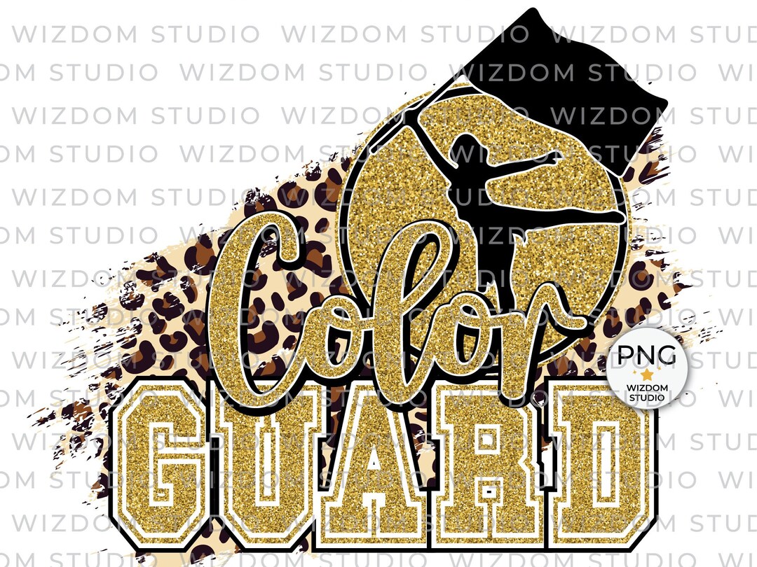 Color Guard PNG Image, Leopard Color Guard Glitter Gold Design ...