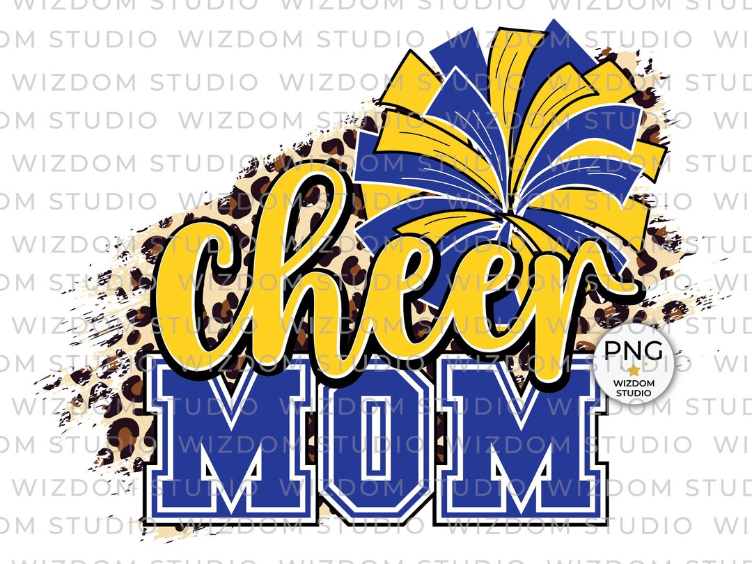 Cheer Mom PNG Image Blue Gold Cheerleading Leopard Design - Etsy