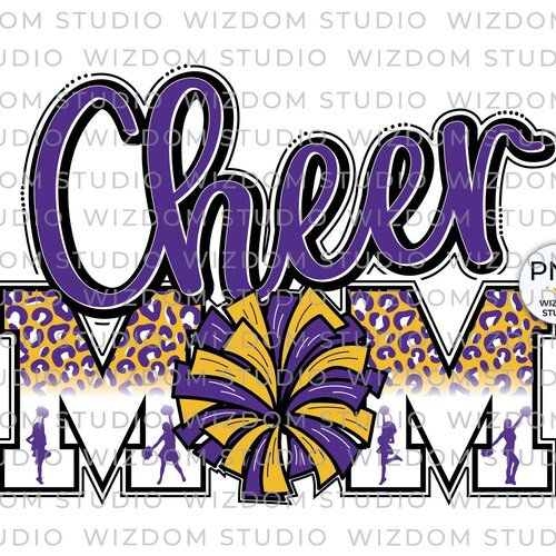 Purple & Yellow Gold Cheer Design Hand Drawn PNG - Etsy