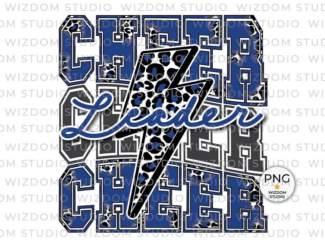 Cheerleader PNG Image, Lightning Bolt Cheer Leopard Blue Design ...