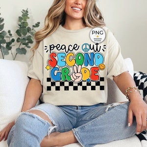 Peace Out Second Grade PNG Image, Groovy School Retro Boy Design ...