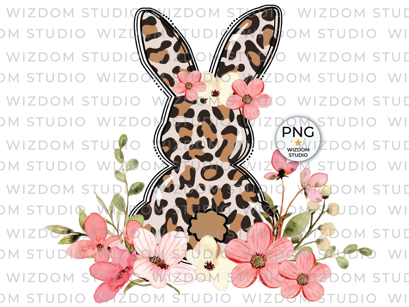 Easter Bunny PNG Image, Leopard Floral Bunny Design, Sublimation ...