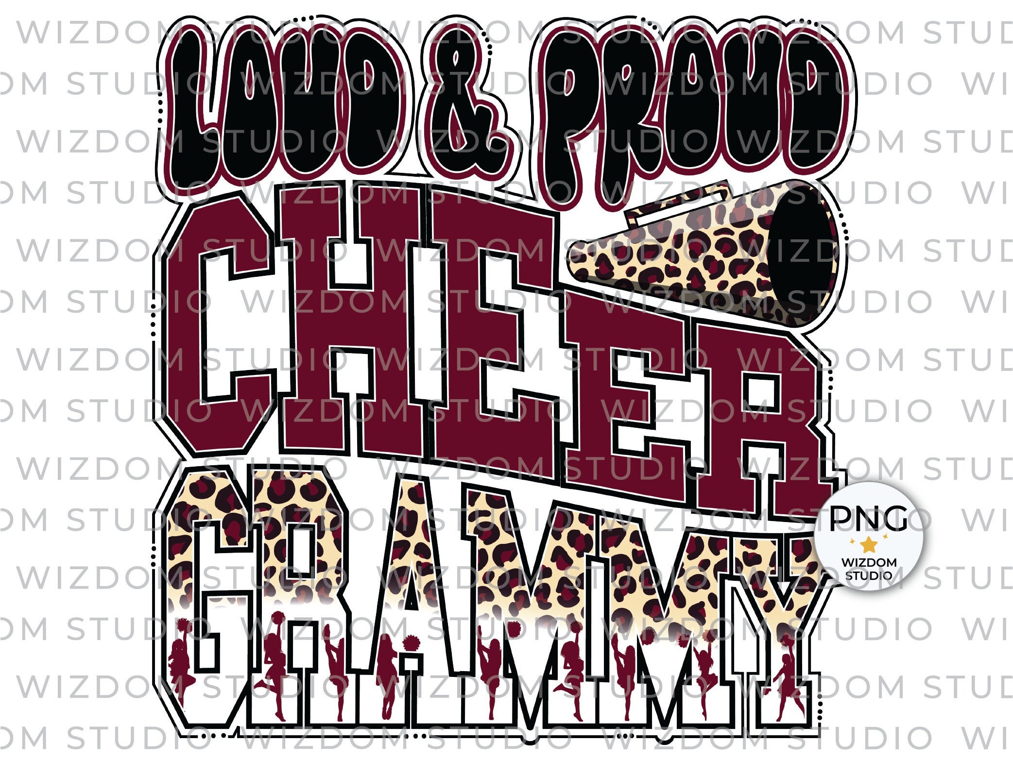 Loud & Proud Cheer Grammy PNG Image Leopard Cheer Maroon - Etsy