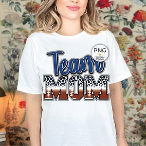 Team Mom PNG Image, Football Team Mom Leopard Blue Design, Sublimation ...