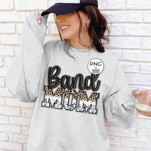 Band Mom PNG Image, Black Leopard Letters Marching Band Design ...