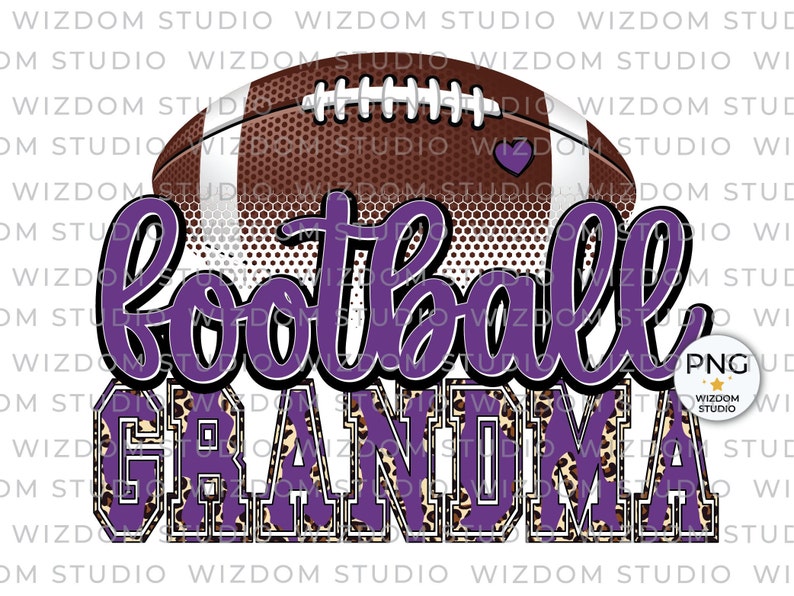 Football Grandma PNG Image Leopard Football Purple Design - Etsy