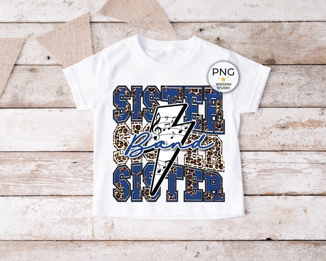 Band Sister PNG Image, Marching Band Lightning Bolt Leopard Blue Design ...